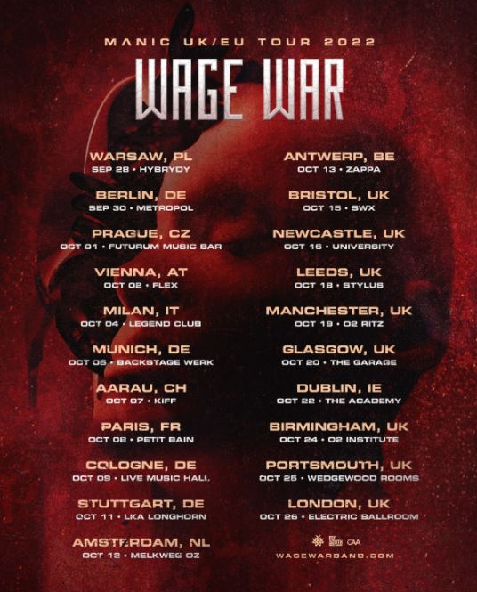 News: WAGE WAR announce European headline tour - METALGLORY Magazine