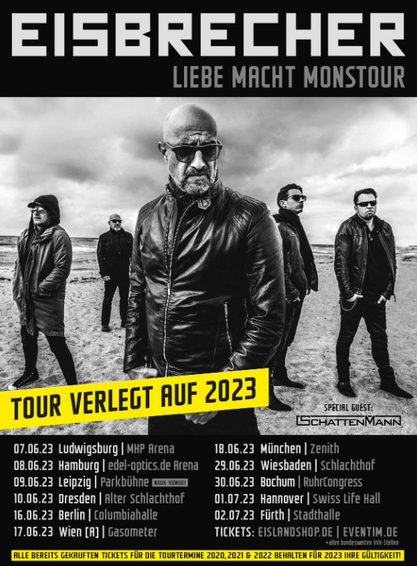 news: EISBRECHER – müssen ihre „Liebe Macht Monstour“ noch einmal verlegen; neue Termine nun ...