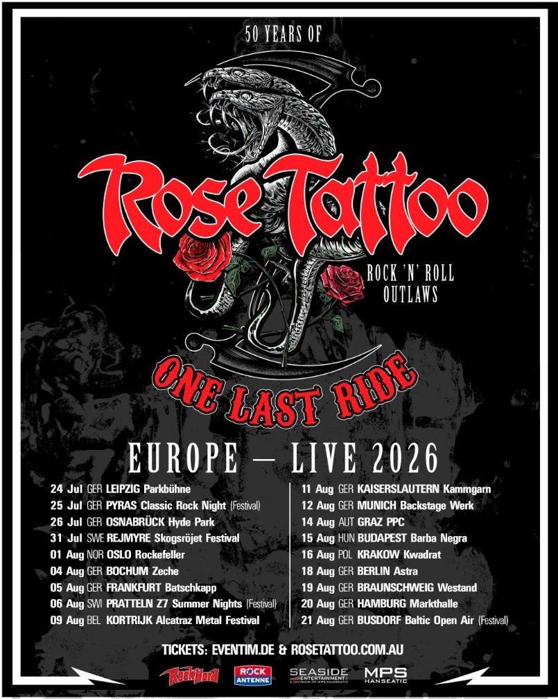 news. Rose Tattoo - "50 Years Rock´n´Roll Outlaws" final European Tour ...